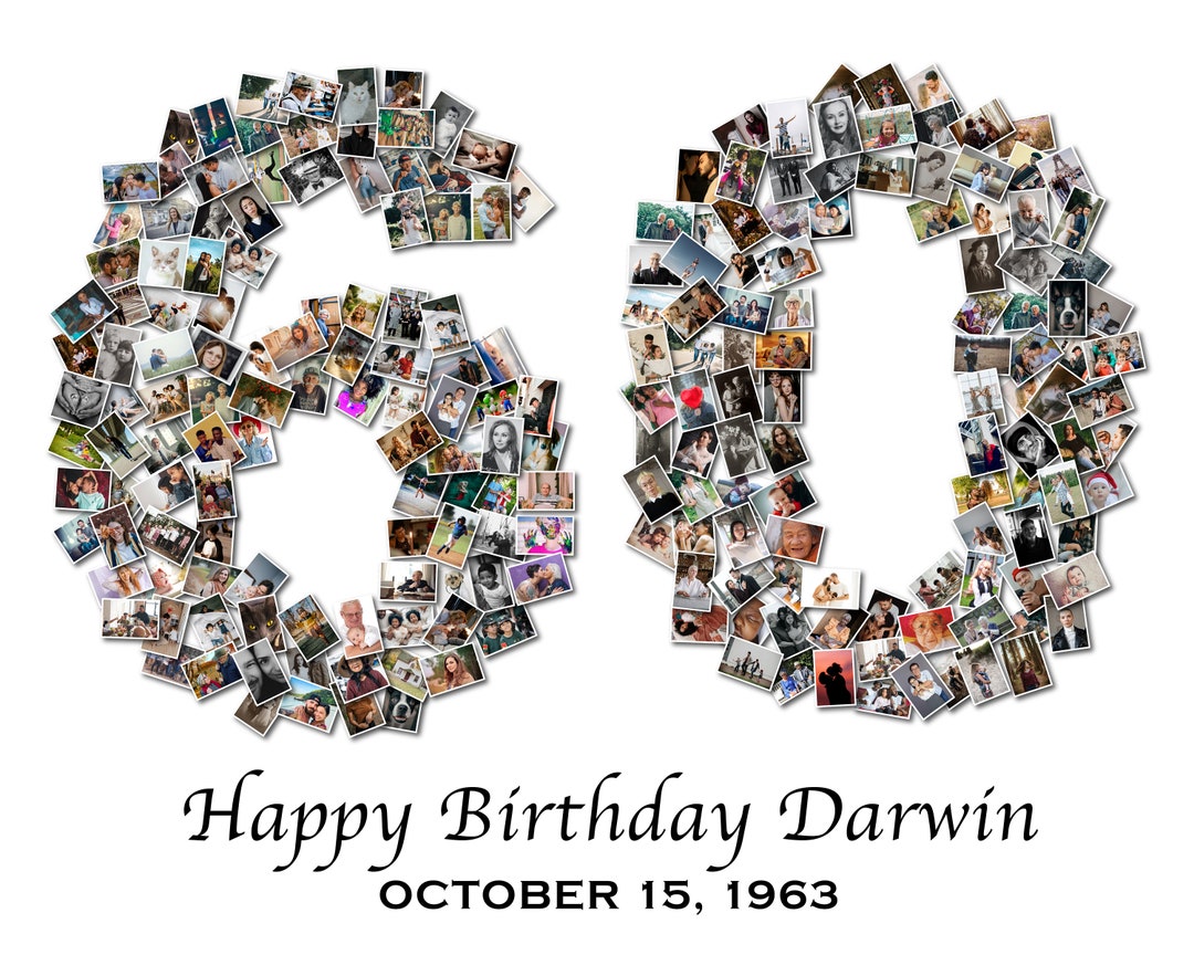 Custom 60th Birthday Number Photo Collage Birthday Party - Etsy