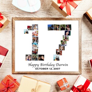 17th Custom Photo Collage, Number Photo Collage, Anniversary Gift ...