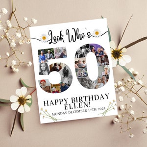 EDITABLE 50th Birthday Photo Collage Poster TEMPLATE, Look Who's 50 ...