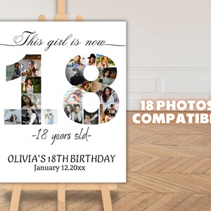 Editable 18th Number Birthday Photo Collage TEMPLATE, Custom Photo ...