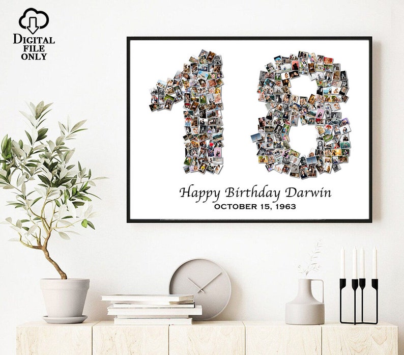 18th Birthday Photo Collage Number Picture Collage 18th - Etsy