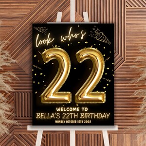 22nd Birthday Party Sign TEMPLATE, Welcome Sign, Custom Celebration ...