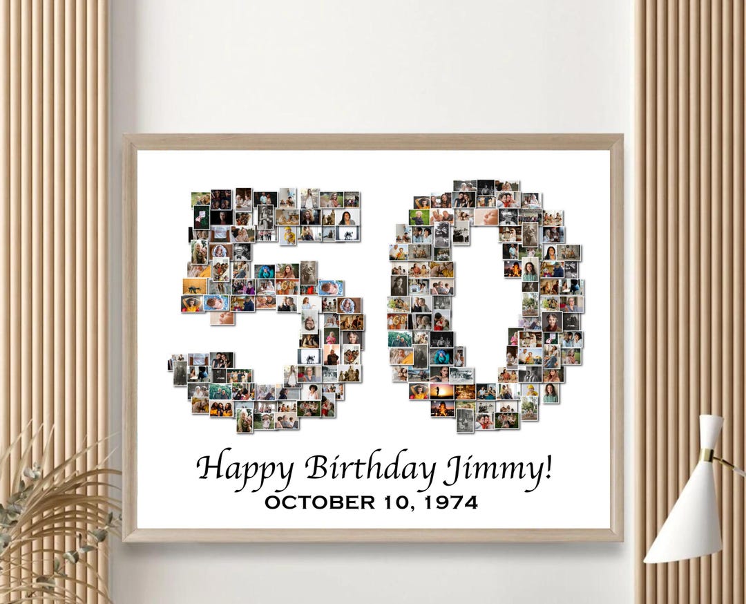 50th Birthday Photo Collage, Number Photo Collage, 50th Anniversary ...