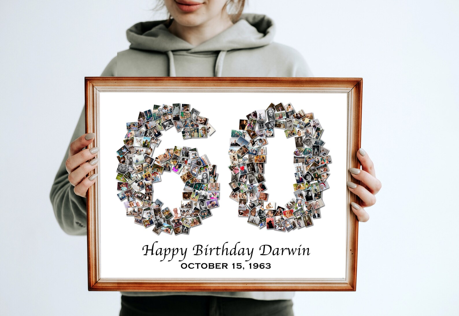 Custom 60th Birthday Number Photo Collage, Birthday Party Decoration ...