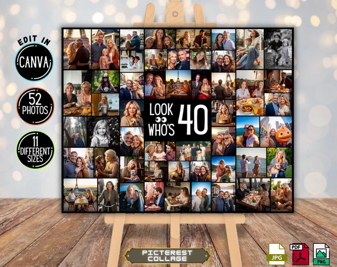 EDITABLE Personalized Photo Collage, 70 Years Perfect for Birthday and ...