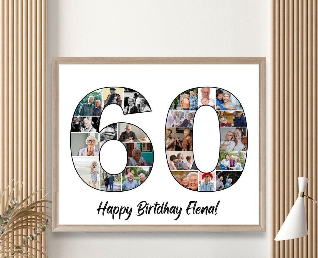 60th Birthday Photo Collage, Number Photo Collage, Anniversary Gift ...