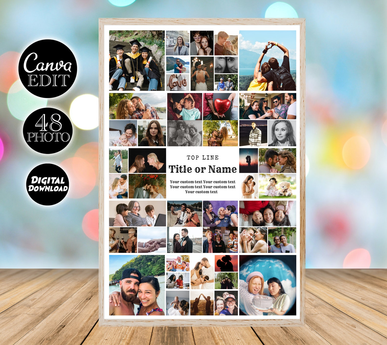 Editable 24x36 Photo Collage Canva Template With Your 48 - Etsy