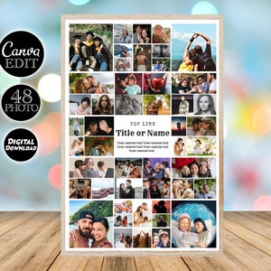 Editable 24x36 Photo Collage, Canva Template, With Your 48 Photos ...