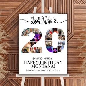 Editable Birthday 20th Number Photo Collage TEMPLATE, Custom Photo ...