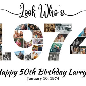 1974 Number 50th Birthday Photo Template - Personalized Celebration ...