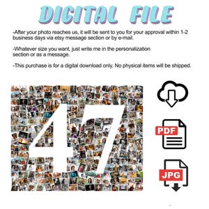 47th Birthday Photo Collage, 47 Number Photo Collage, Anniversary Gift ...