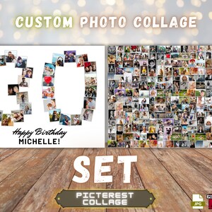 30th Birthday Photo Collage Set, Custom Number Photo Collage , 30th ...
