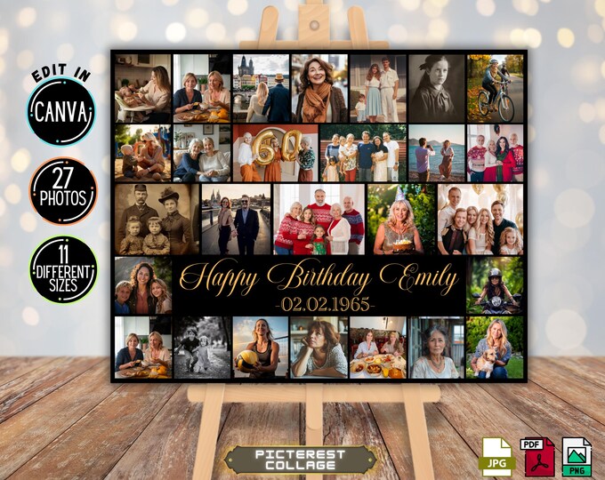 EDITABLE Personalized Photo Collage, 70 Years Perfect for Birthday and ...