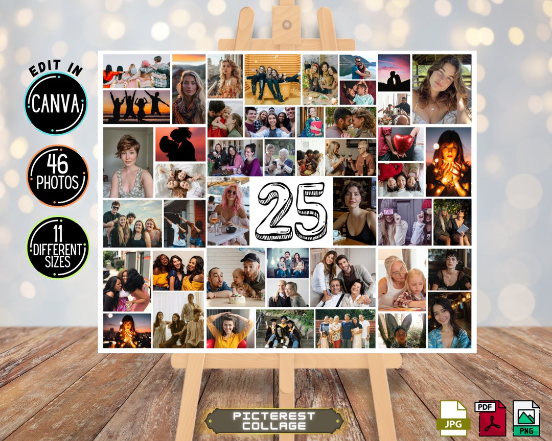 25th Birthday Photo Collage Template: Customizable Keepsake (digital ...