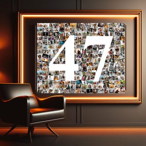 47th Birthday Photo Collage, 47 Number Photo Collage, Anniversary Gift ...
