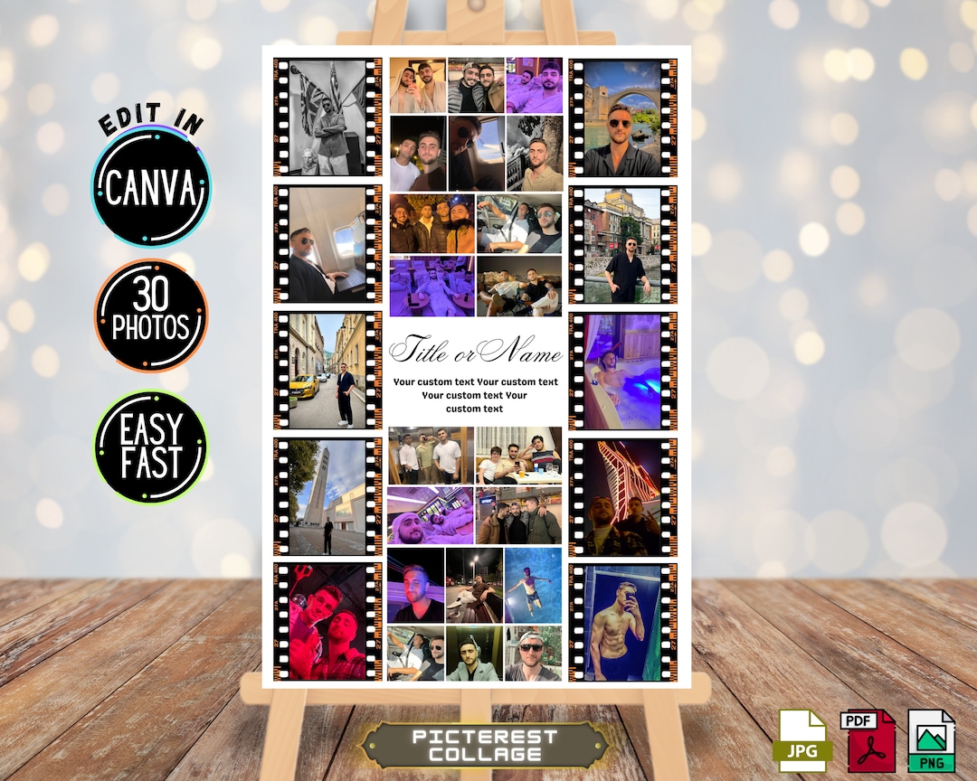 Editable 24x36 Photo Collage, Create Your Own Memory Wall Art: 24x36 ...