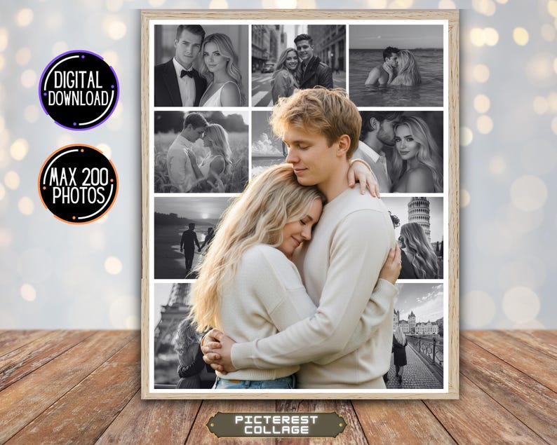 Custom Couple Photo Collage – up to 200 Photos | Personalized Collage ...