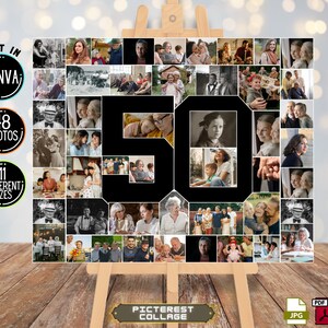 Template 50th Birthday Collage, 50th Birthday Photo Montage Board ...