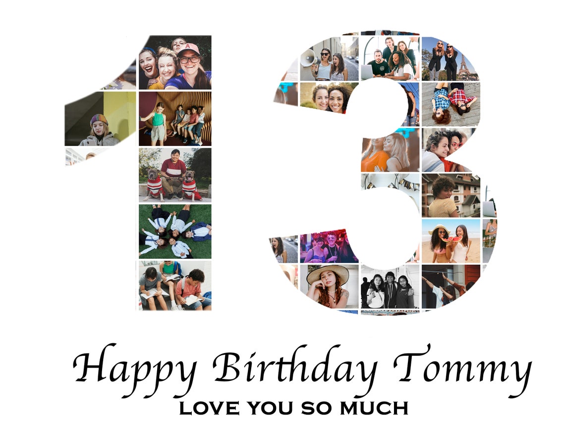 13th Birthday Photo Collage Number Photo Collage 13th - Etsy