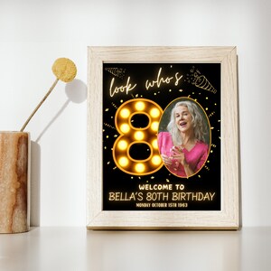 Black and Gold SET 80th Birthday Photo Montage Board - Create Memories ...