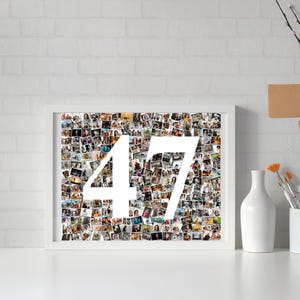 47th Birthday Photo Collage, 47 Number Photo Collage, Anniversary Gift ...