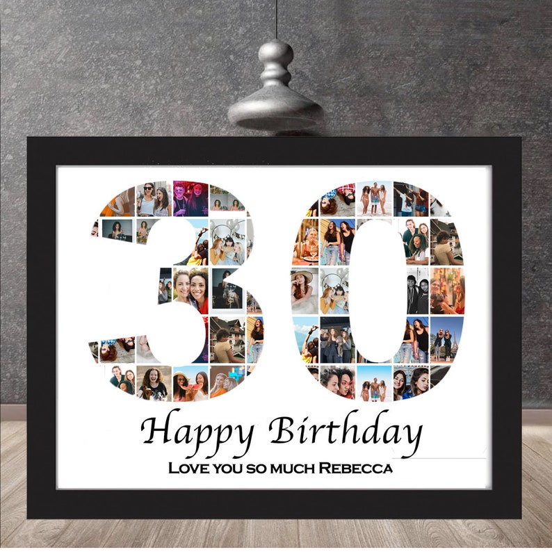 Custom 30th Birthday Photo Collage, Number Photo Collage, 30th Birthday ...