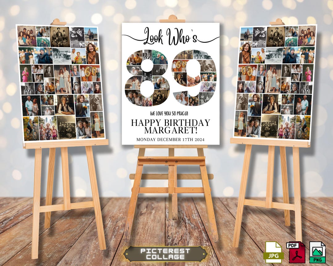 89th Birthday Party Collage, Photo Collage Poster TEMPLATE - Look Who's ...