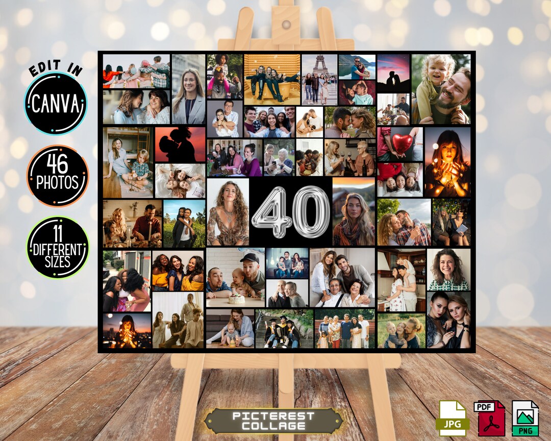 40th Birthday Photo Collage Template: Editable Canva Design (digital ...
