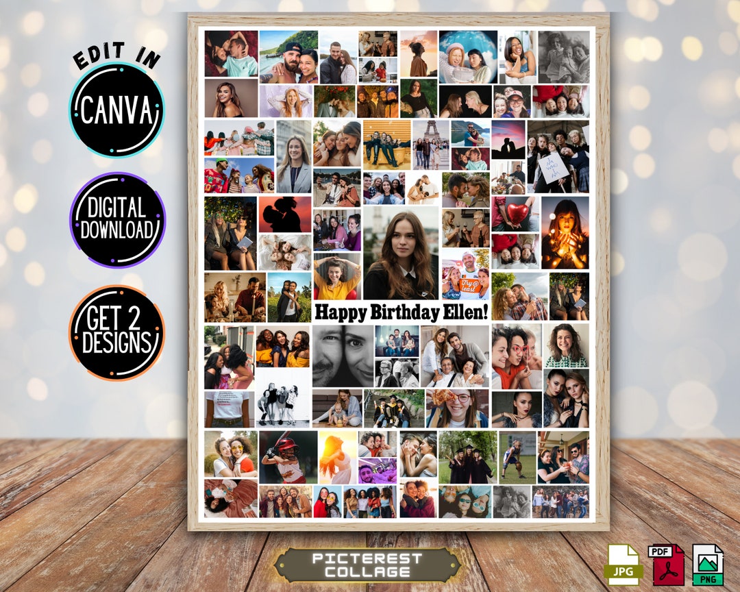 EDITABLE Set, Happy Birthday Collage, Celebration of Life, Easel ...
