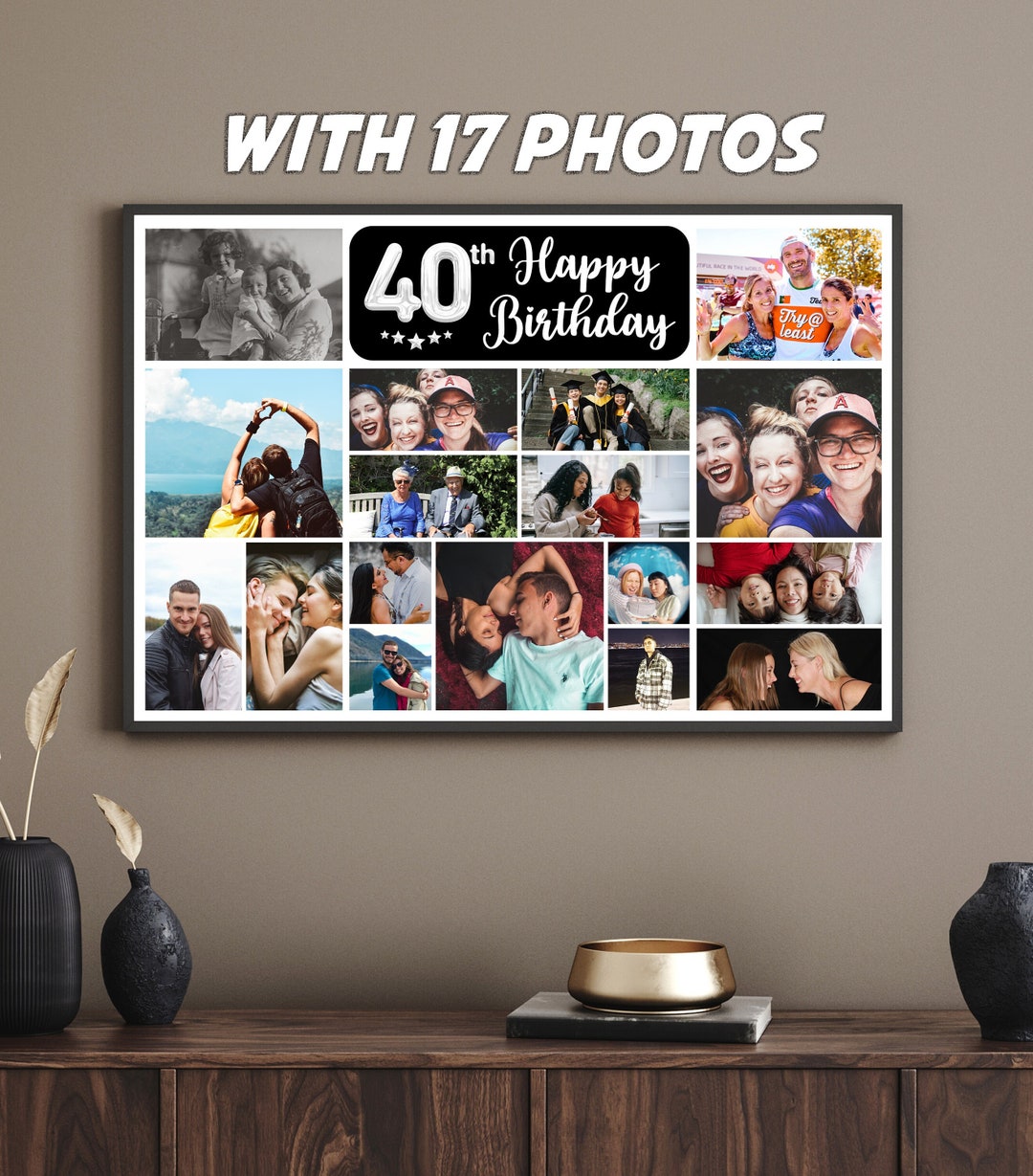 Custom Photo Collage, 40th Birthday any Age, Storyboard Printable Gift ...
