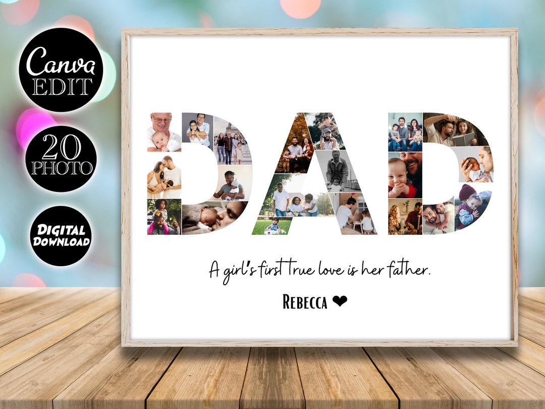 Editable Dad Photo Collage Template, DIY Canva Template, Dad Gift From ...