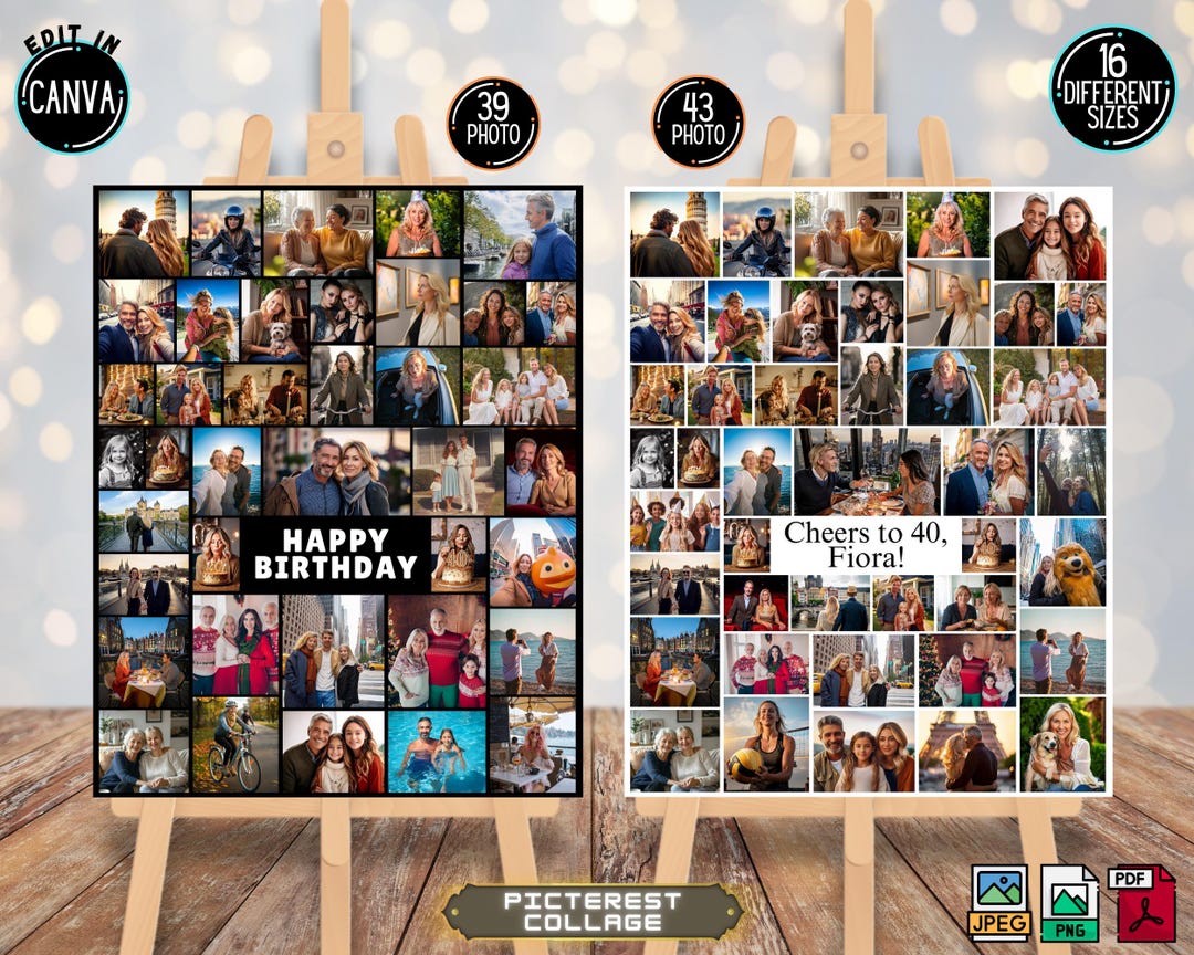 DIY Birthday Photo Collage - Printable Canva Template, Custom ...