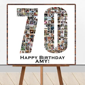 70th Number Photo Collage, Personalized Photo Collage, 70th Birthday ...