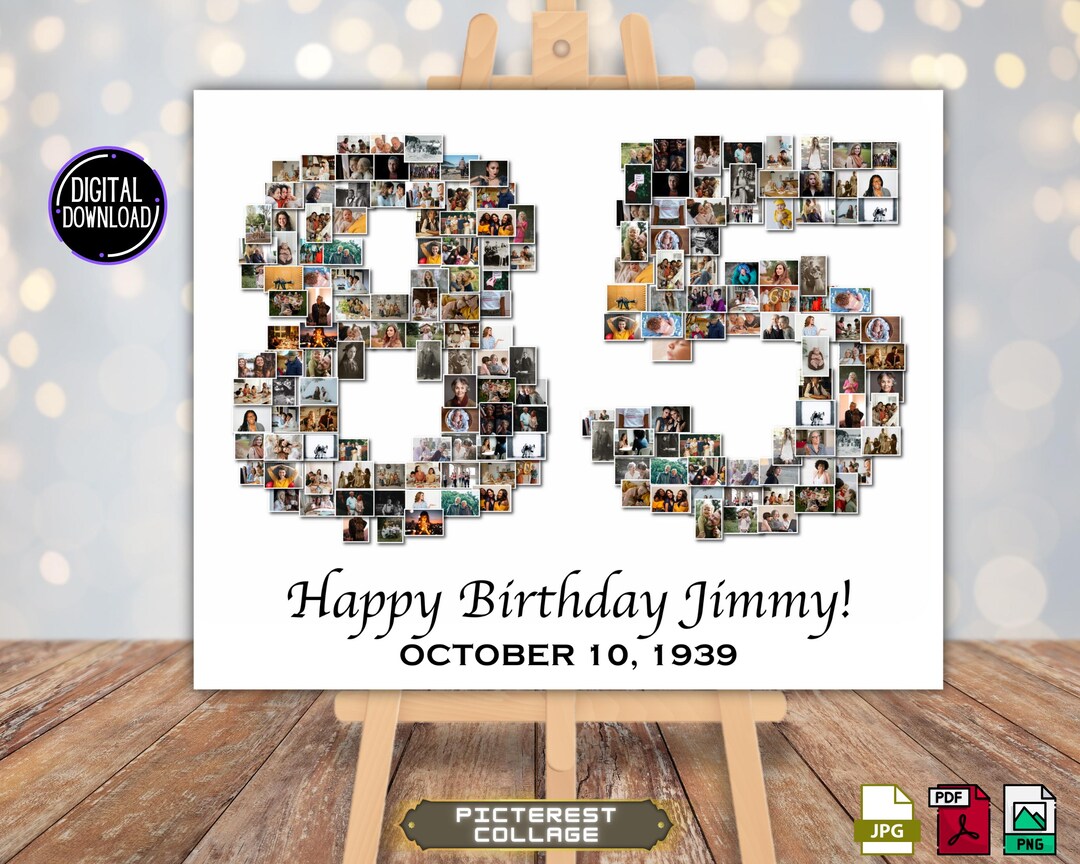85th Birthday Custom Number Collage - Customizable Anniversary Keepsake ...