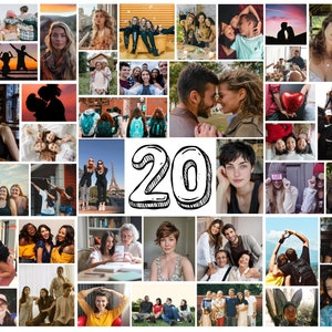 Editable 20th Birthday Photo Collage Canva Template, Celebrate Life ...