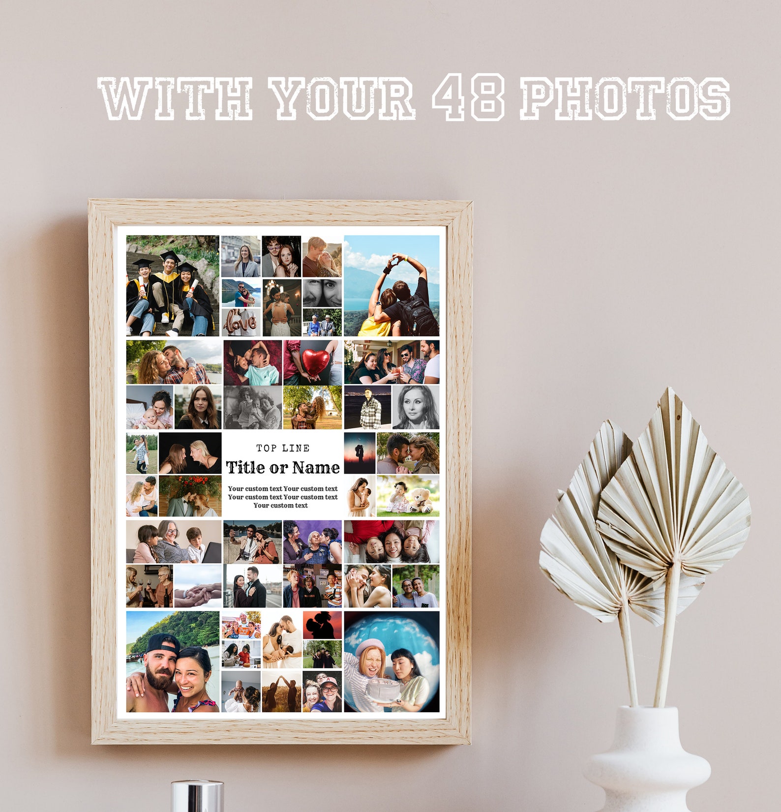 Editable 24x36 Photo Collage, Canva Template, With Your 48 Photos ...