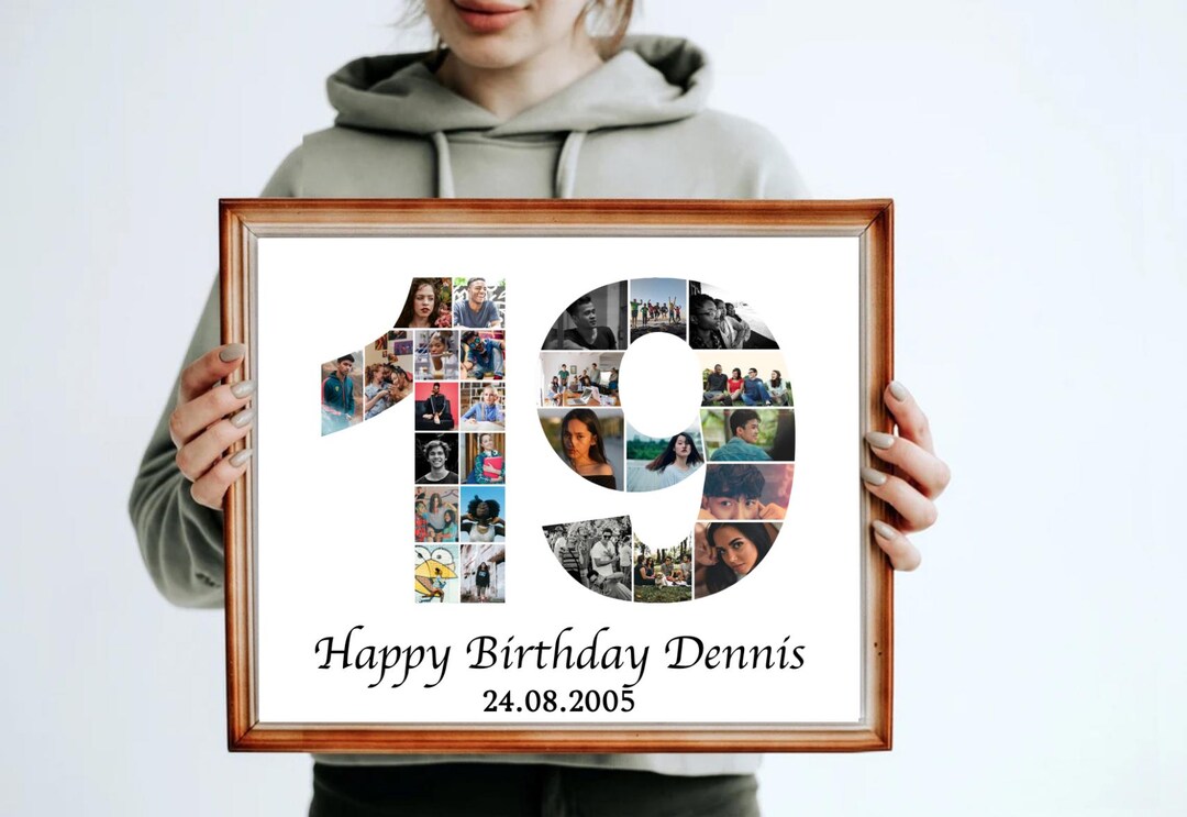 Editable 19th Birthday Collage, Number Photo Collage TEMPLATE, 19th ...