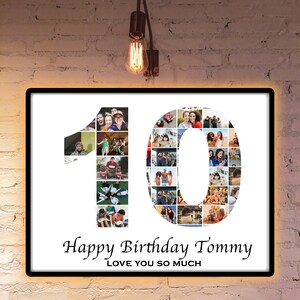 Custom 10th Birthday Photo Collage, Number Photo Collage, 10th Birthday ...