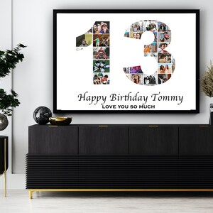 13th Birthday Photo Collage, Number Photo Collage, 13th Birthday Gift ...