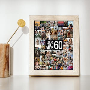 Template Birthday Photo Collage, Look Who's 60 50 40 Any Number, Photo ...