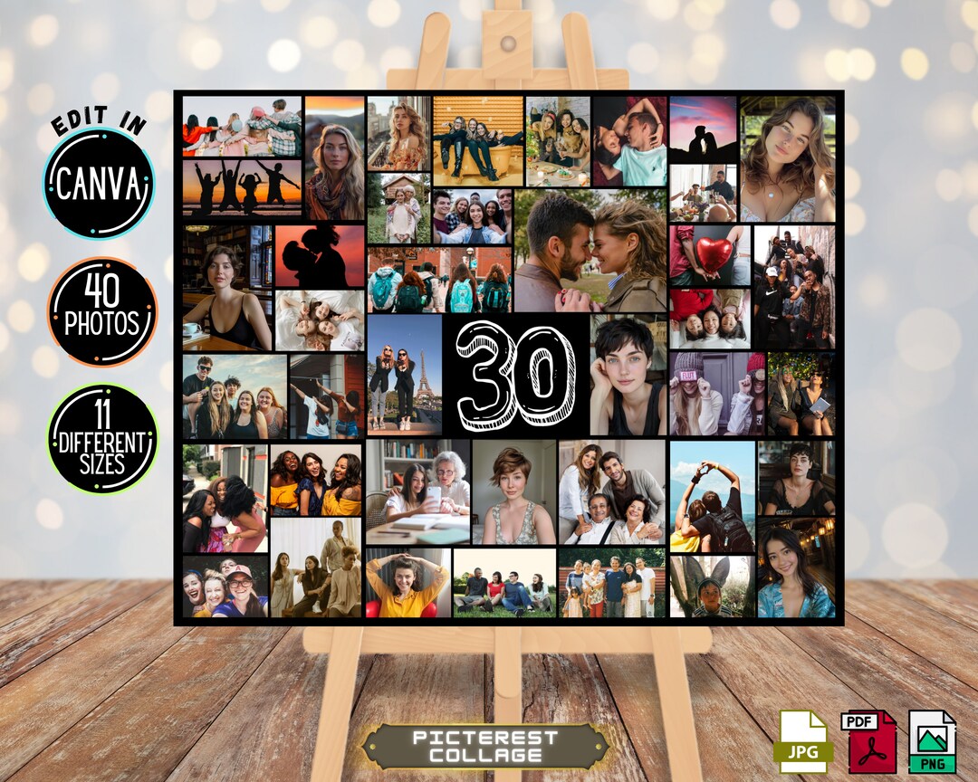 Editable 30th Birthday Photo Collage Canva Template, Celebrate Life ...