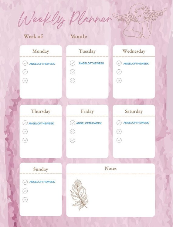 Angelic Weekly to Do List Printable Instant Download - Etsy