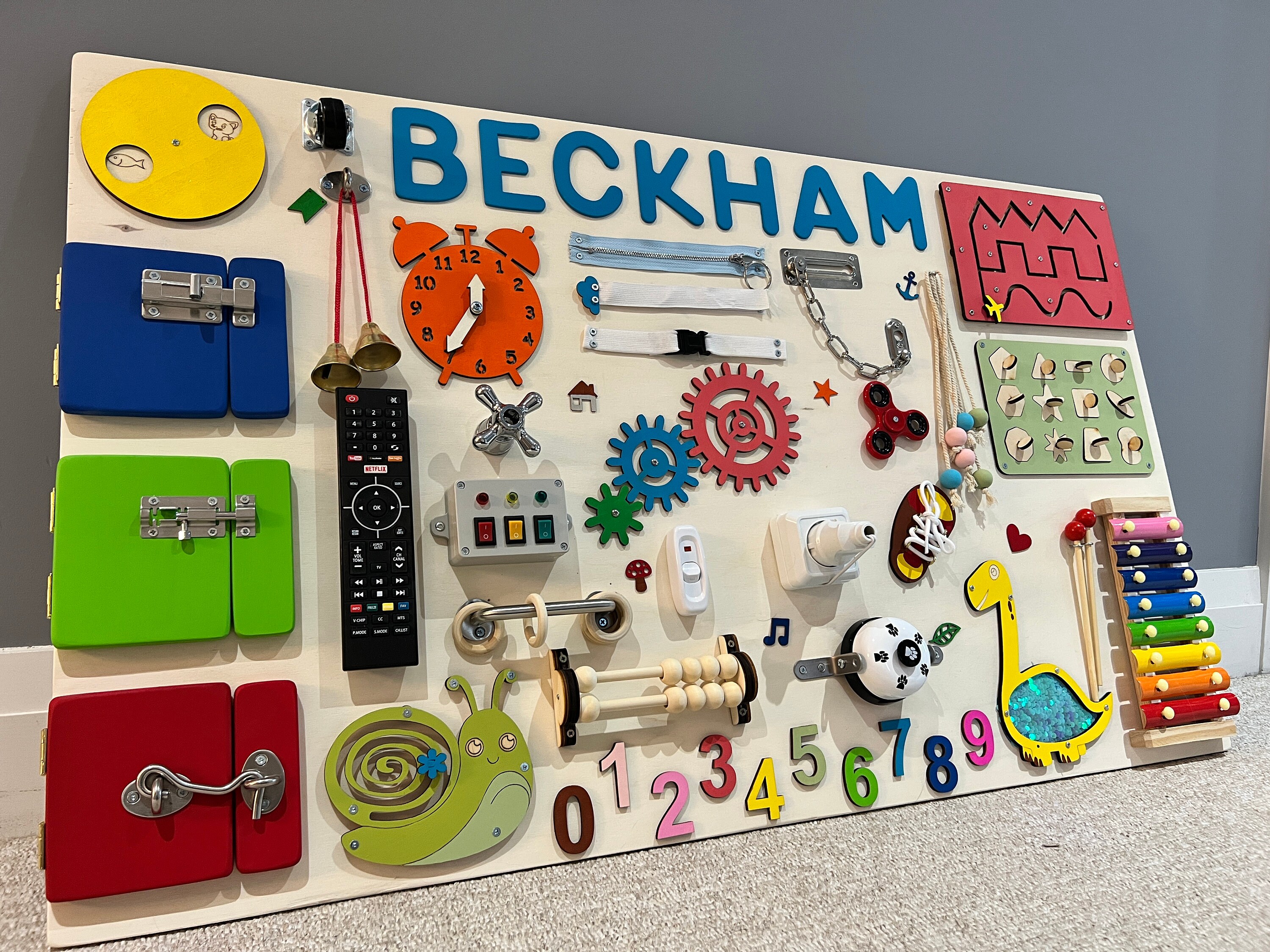 Preschool Wooden Busy Board, Developmental Interactive Busy Board ...