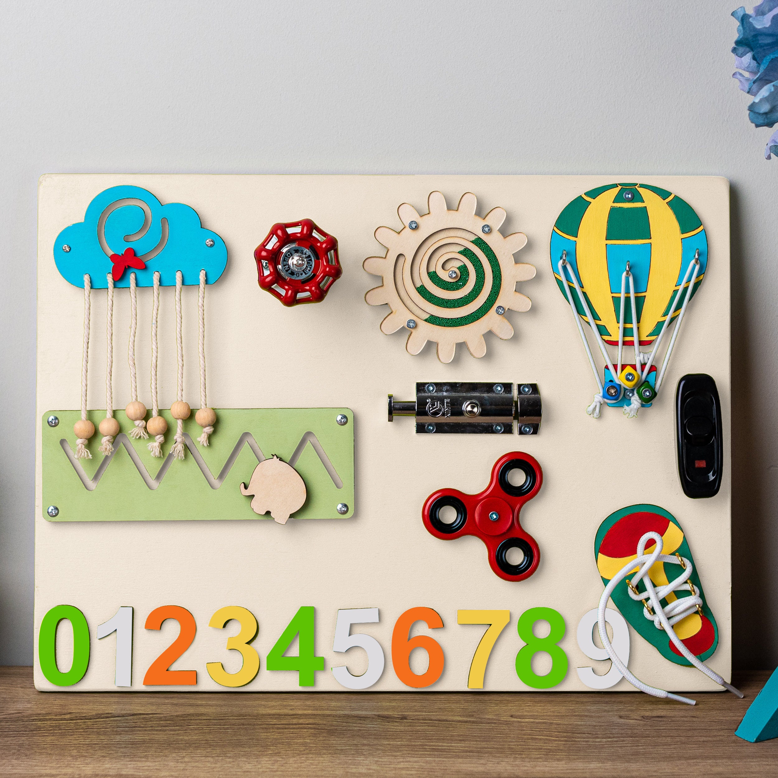 Baby Busy Board for Development, Wooden Sensory Busy Board, Lock and ...