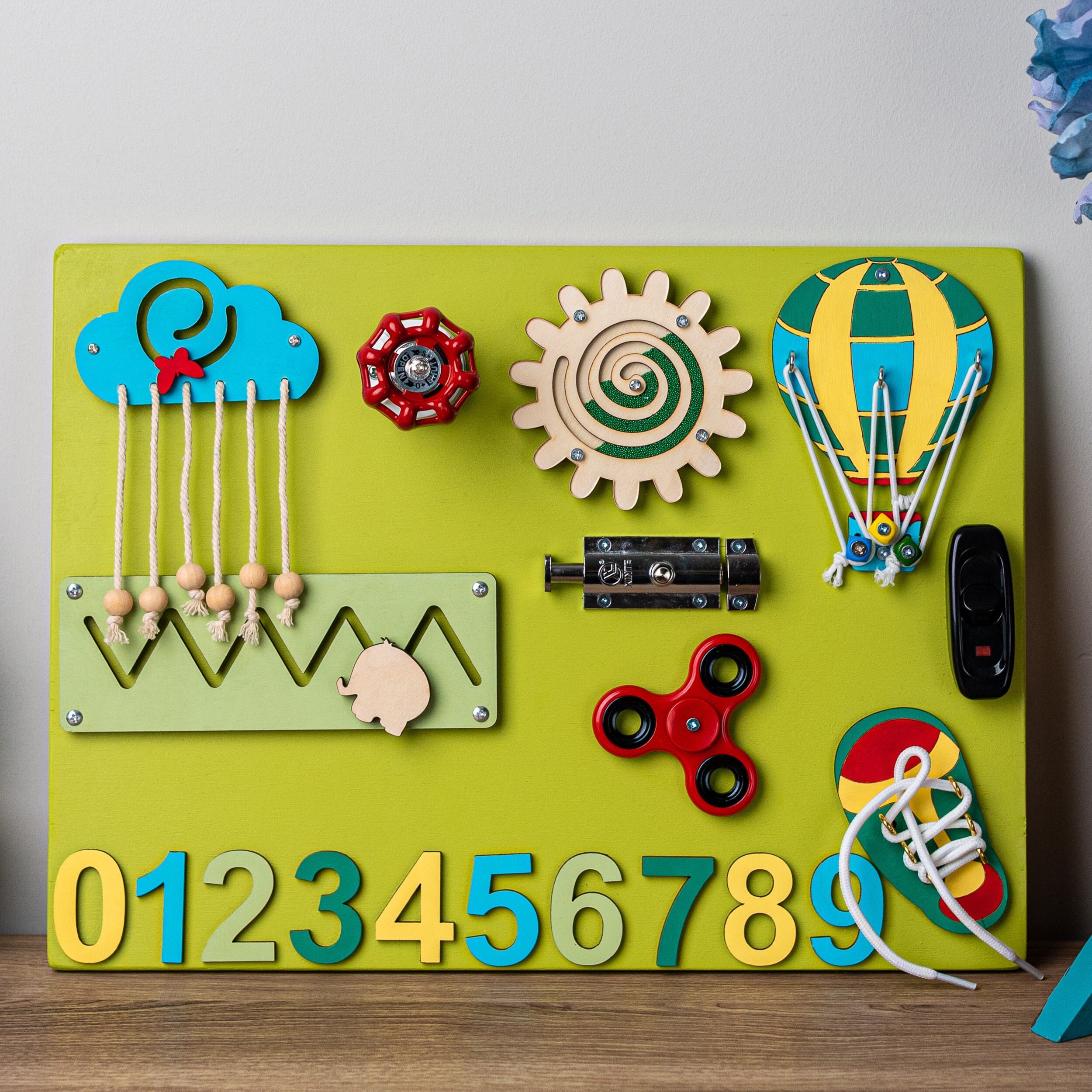 Baby Busy Board for Development, Wooden Sensory Busy Board, Lock and ...