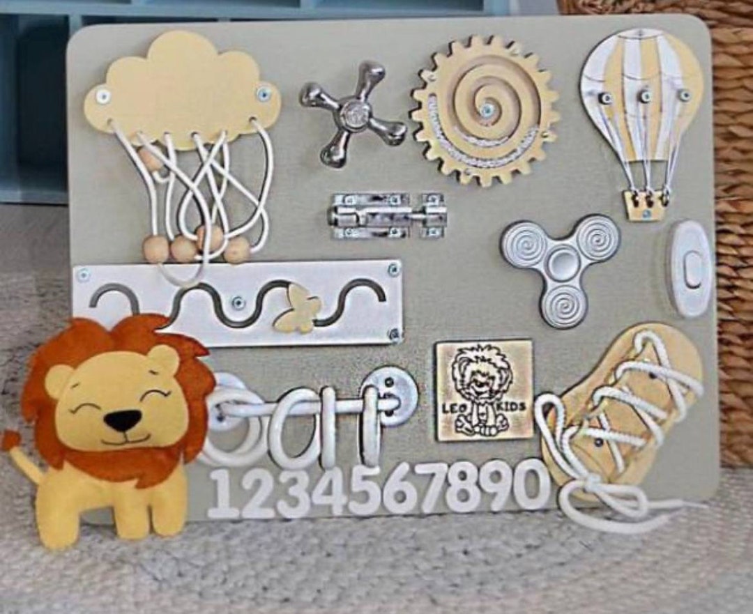 Quiet Sensory Busy Board, Wooden Puzzle Busy Board, Wooden Sensory Busy ...