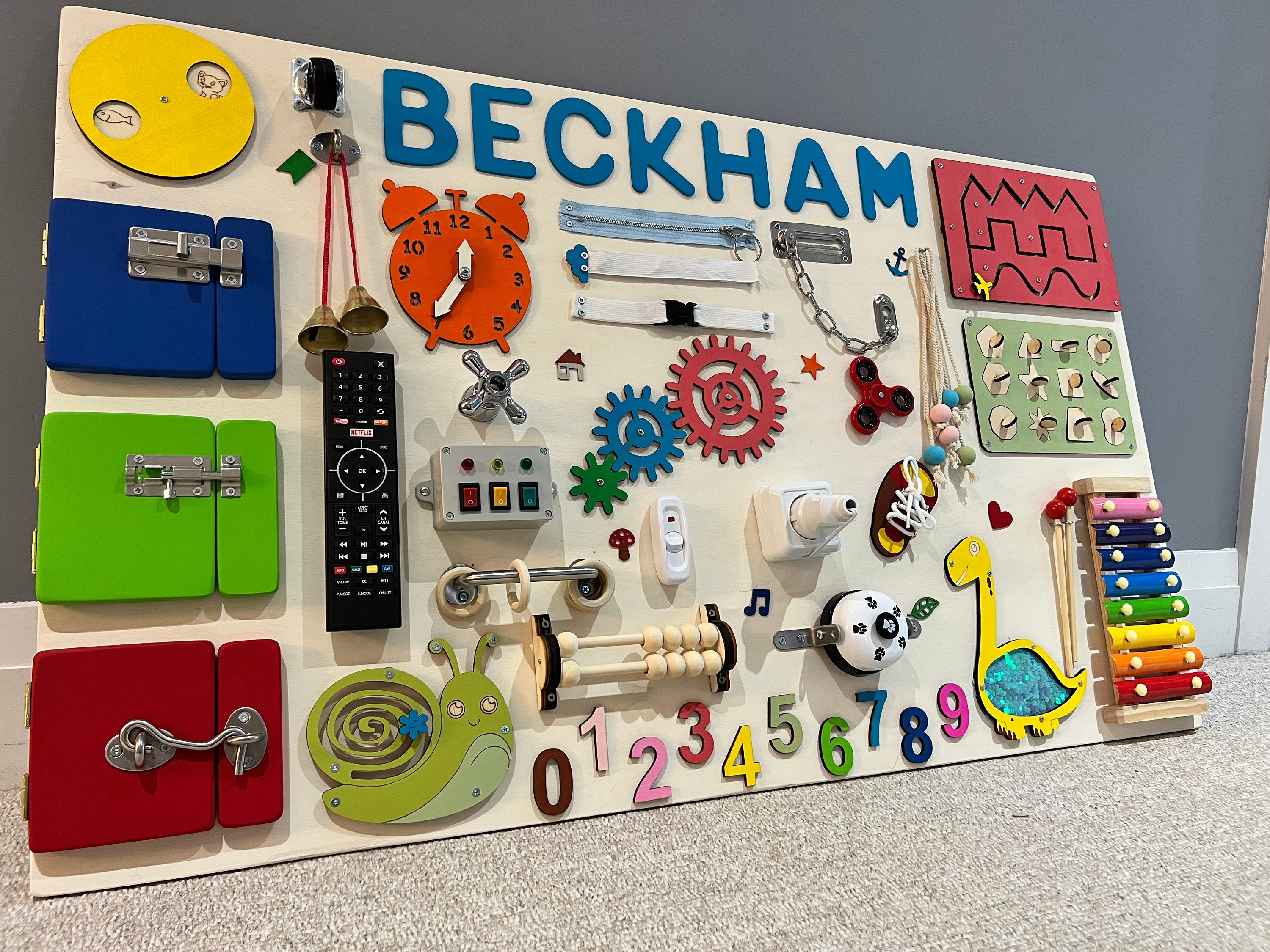 Preschool Wooden Busy Board, Developmental Interactive Busy Board ...