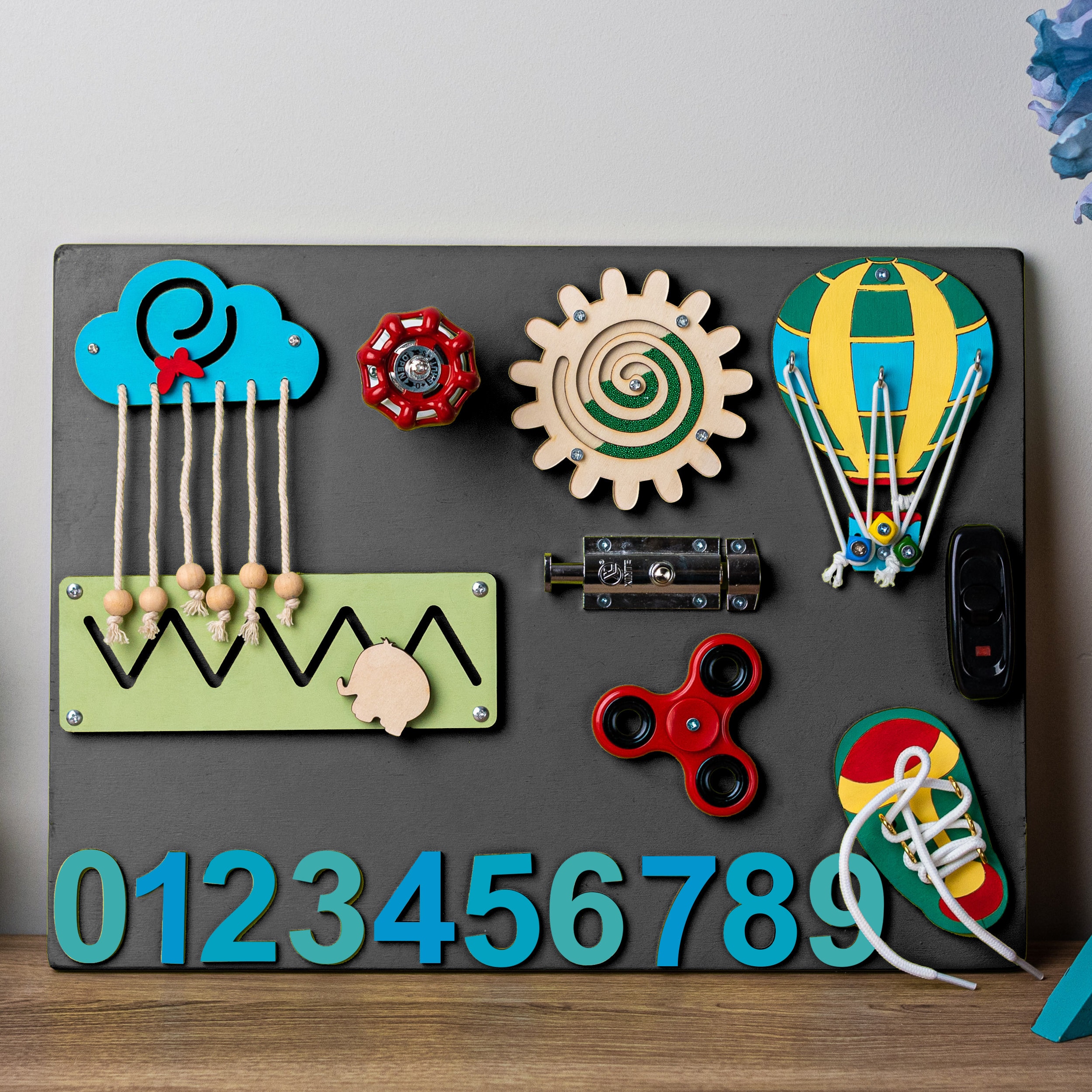 Baby Busy Board for Development, Wooden Sensory Busy Board, Lock and ...