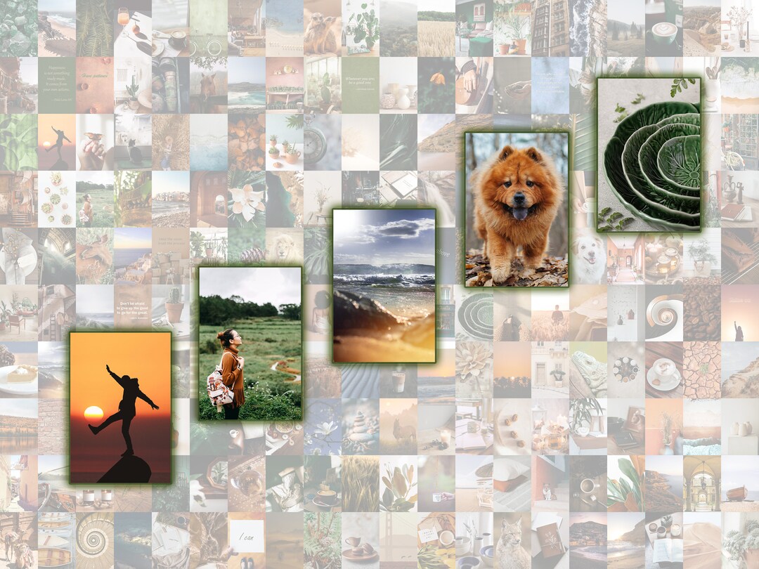 Boho Wall Collage Kit 200 PCS Earth Tone College Apartment Decor Earthy ...