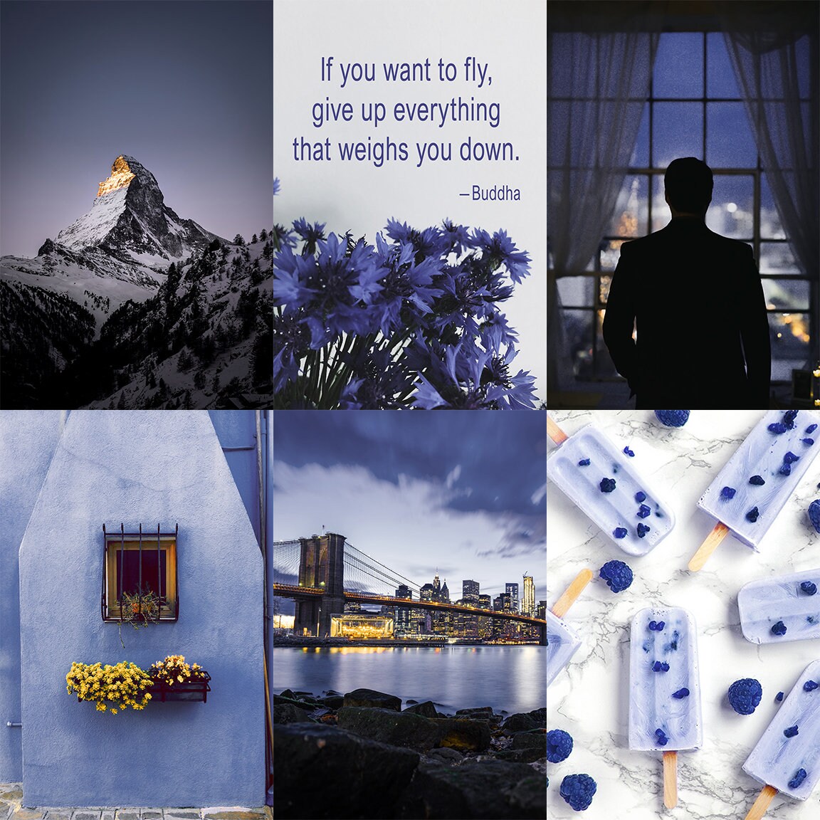 Wall Collage Kit Indigo Blue and Honeycomb Yellow College - Etsy